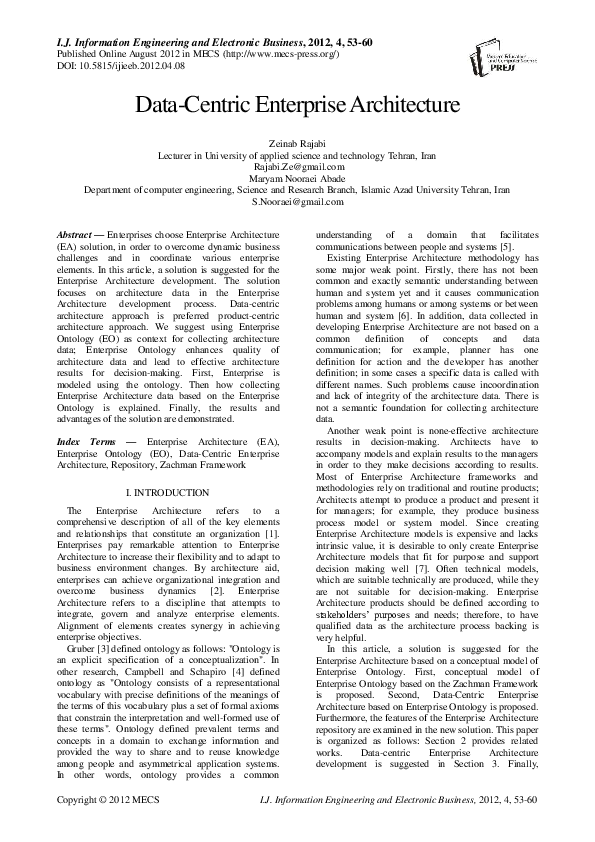 (PDF) Data-Centric Enterprise Architecture