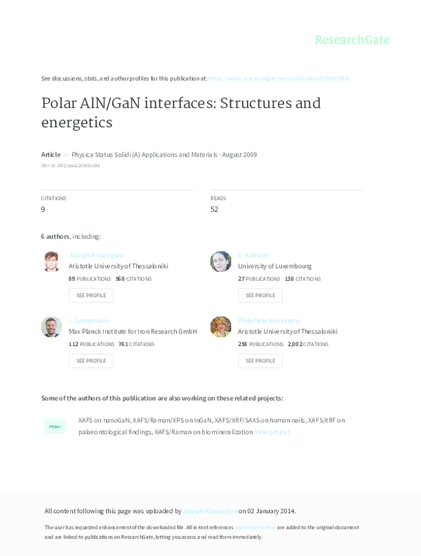 (PDF) Polar AlN/GaN interfaces: Structures and energetics