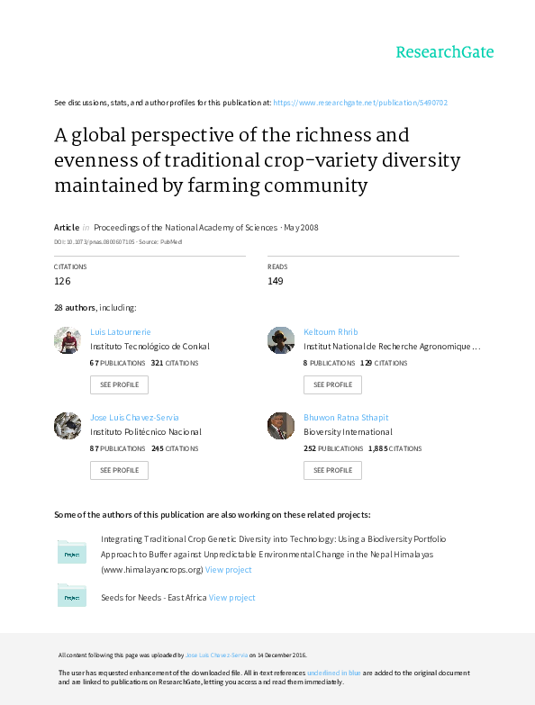 (PDF) From the Cover: A global perspective of the richness and evenness ...