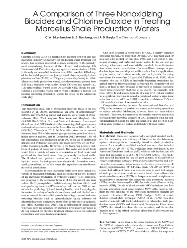 (PDF) A Comparison of Three Nonoxidizing Biocides and Chlorine Dioxide ...
