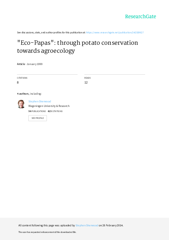 (PDF) Eco-Papas: Reviving Potatoes for Agroecology