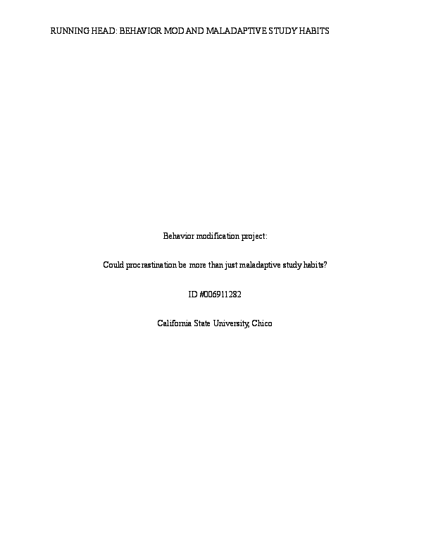 (PDF) Behavior modification project: Could procrastination be more than ...