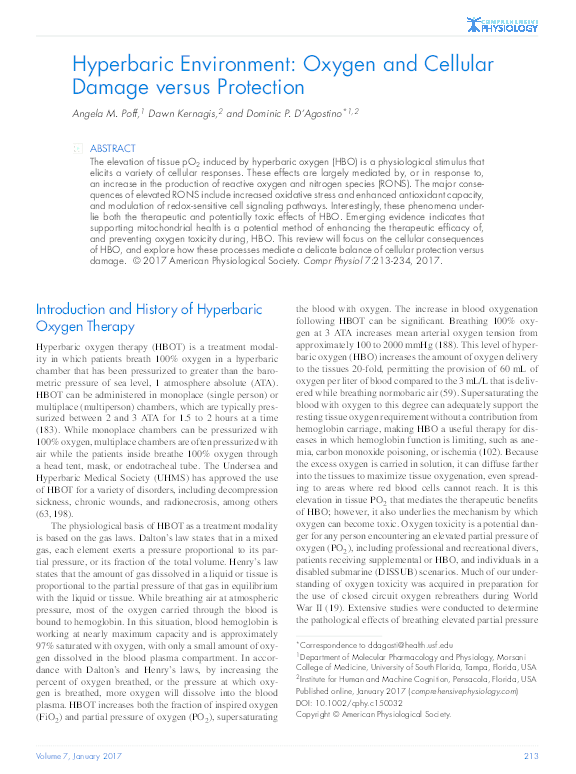 (PDF) Hyperbaric Environment: Oxygen and Cellular Damage versus ...