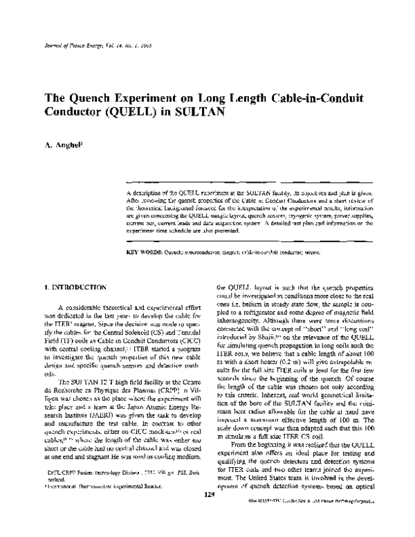(PDF) The quench experiment on long length cable-in-conduit conductor ...