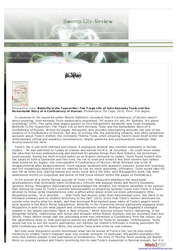 (PDF) Review of Cory McLaughlin's "Butterfly in the Typewriter"