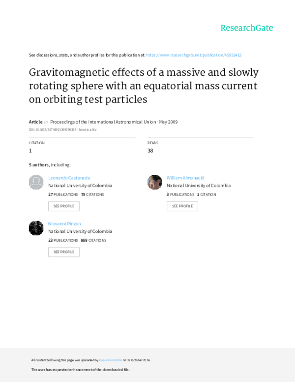 (PDF) Gravitomagnetic effects of a massive and slowly rotating sphere ...
