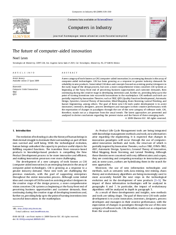 (PDF) Editorial: Computer aided innovation