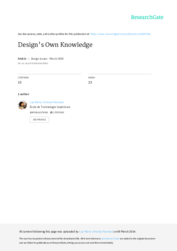 (PDF) Design's Own Knowledge