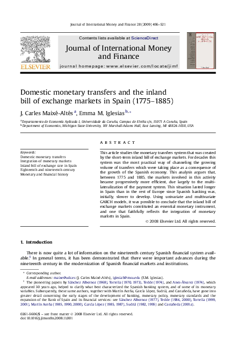 (PDF) Domestic monetary transfers and the inland bill of exchange ...
