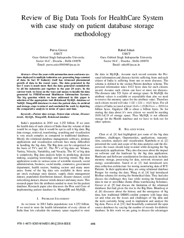 (PDF) Review of Big Data Tools for HealthCare System with case study on ...