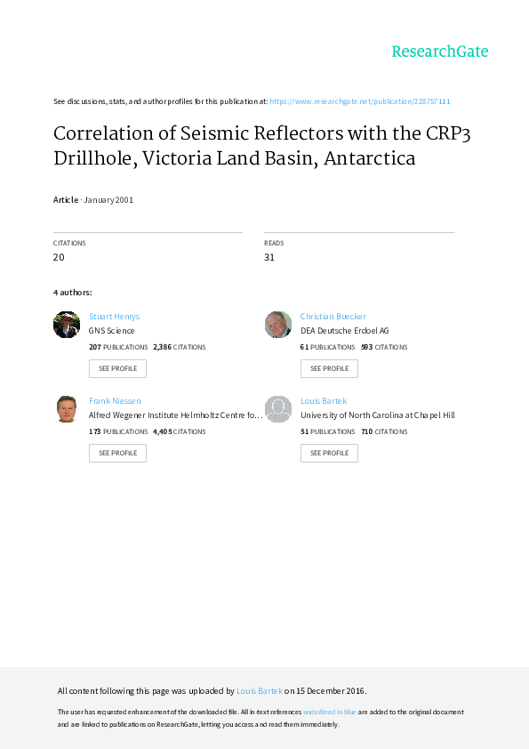 (PDF) Correlation of seismic reflectors with the CRP-3 drillhole ...
