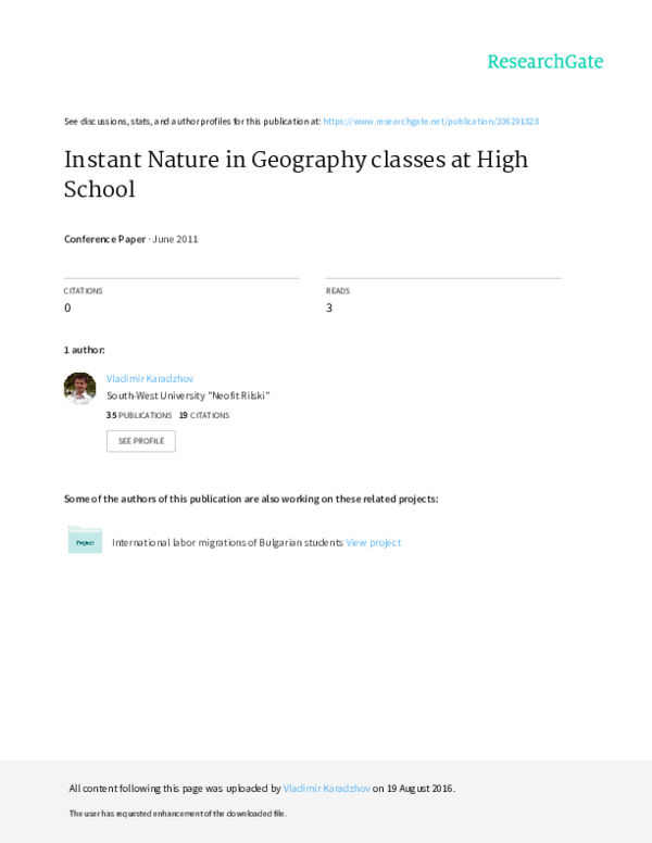 (PDF) Instant Nature in Geography classes at High School