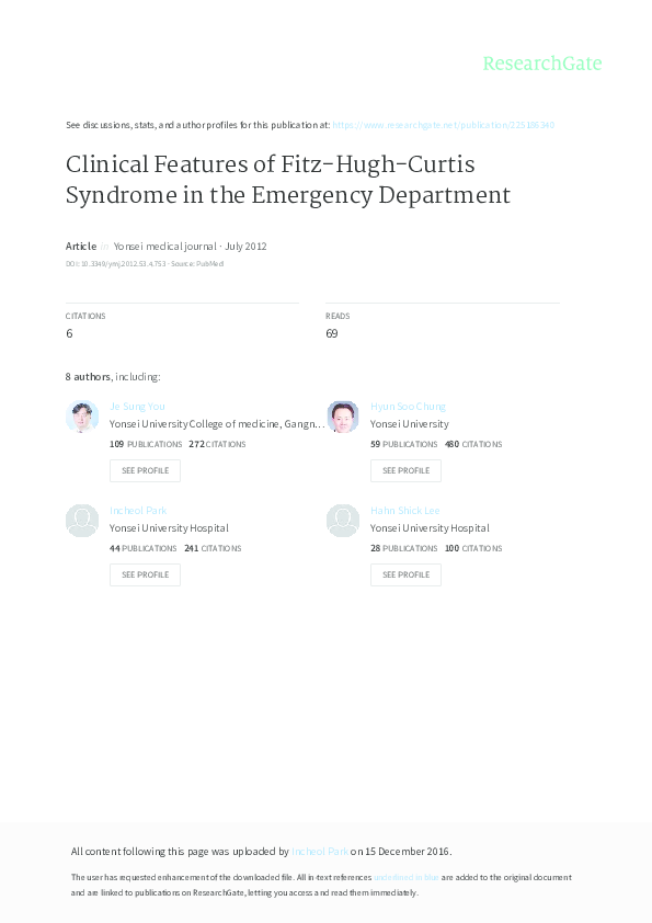 (PDF) Clinical Features of Fitz-Hugh-Curtis Syndrome in the Emergency ...