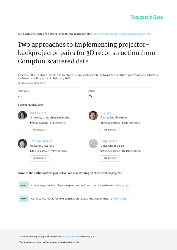 Pdf Two Approaches To Implementing Projectorbackprojector Pairs For 3d Reconstruction From