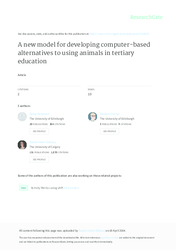 (PDF) A new model for developing computer-based alternatives to using ...
