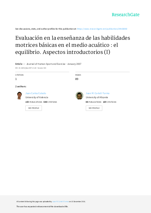 (PDF) EVALUACIÓN EN LA ENSEÑANZA DE LAS HABILIDADES MOTRICES BÁSICAS EN EL MEDIO ACUÁTICO: EL ...
