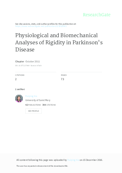 (PDF) Physiological and Biomechanical Analyses of Rigidity in Parkinson ...