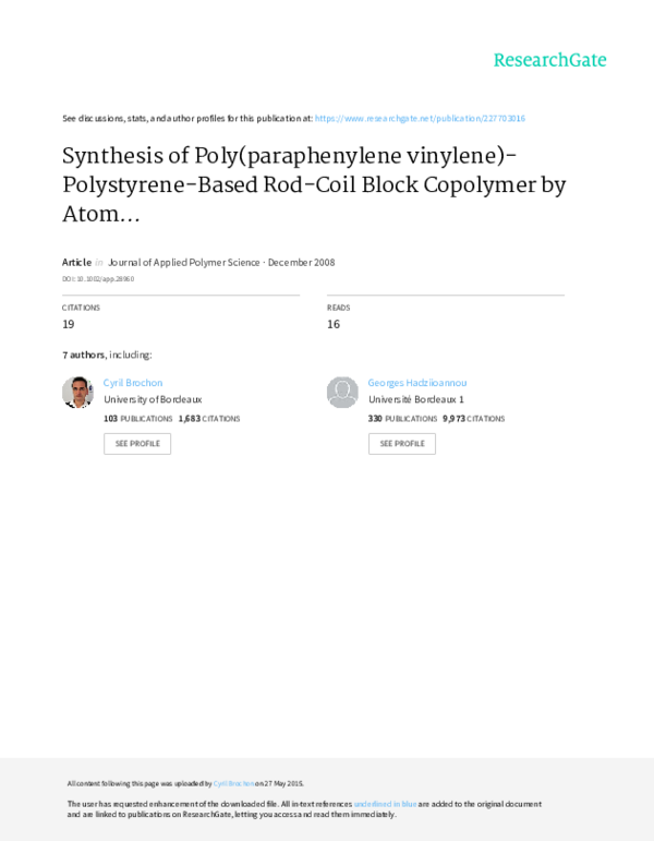 (PDF) Synthesis of poly(paraphenylene vinylene)-polystyrene-based rod ...