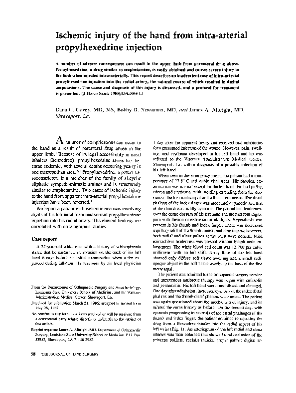 (PDF) Ischemic injury of the hand from intra-arterial propylhexedrine ...