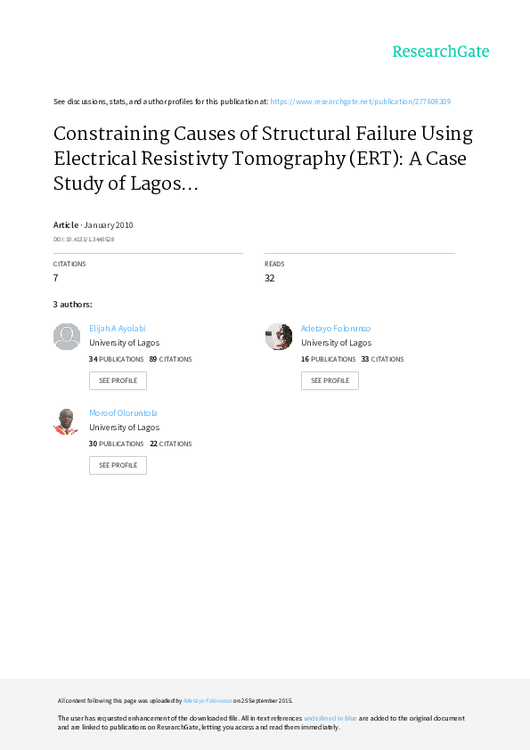 (PDF) CONSTRAINING CAUSES OF STRUCTURAL FAILURE USING ELECTRICAL ...