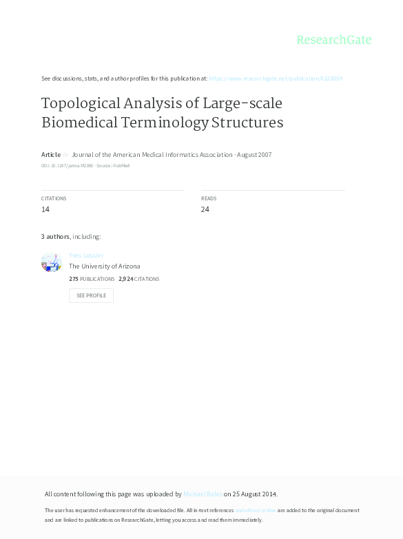 (PDF) Research Paper: Topological Analysis of Large-scale Biomedical Terminology Structures