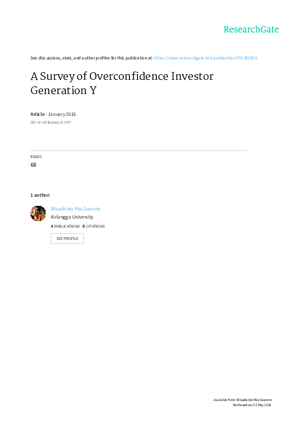 (PDF) A Survey of Overconfidence Investor Generation Y