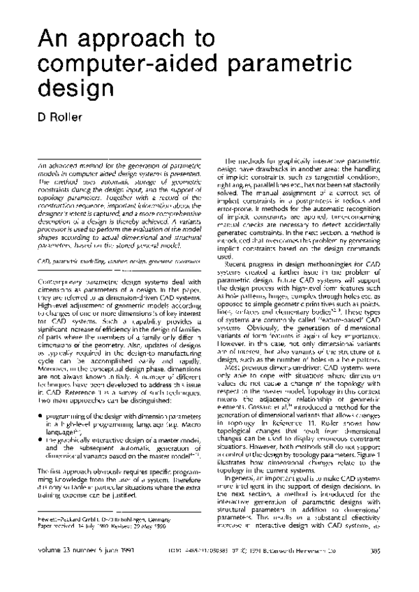 (PDF) An approach to computer-aided parametric design