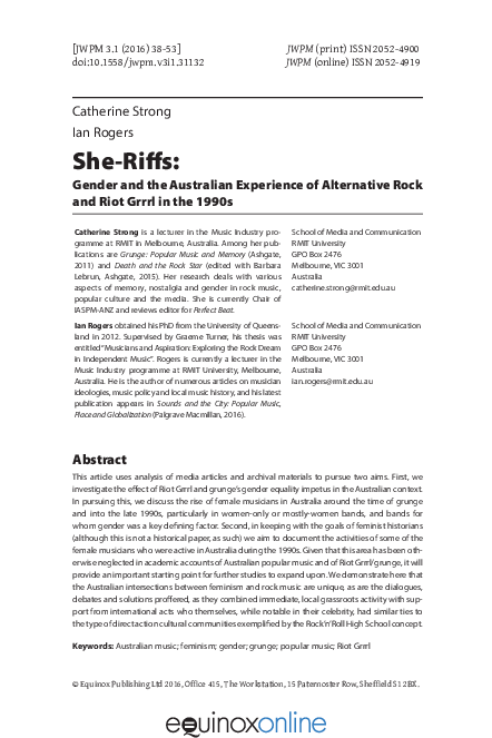 (PDF) She-Riffs: Gender and the Australian Experience of Alternative ...