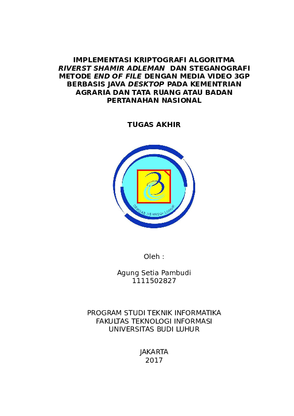 Doc Implementasi Kriptografi Algoritma Riverst Shamir Adleman Dan Steganografi Metode End Of