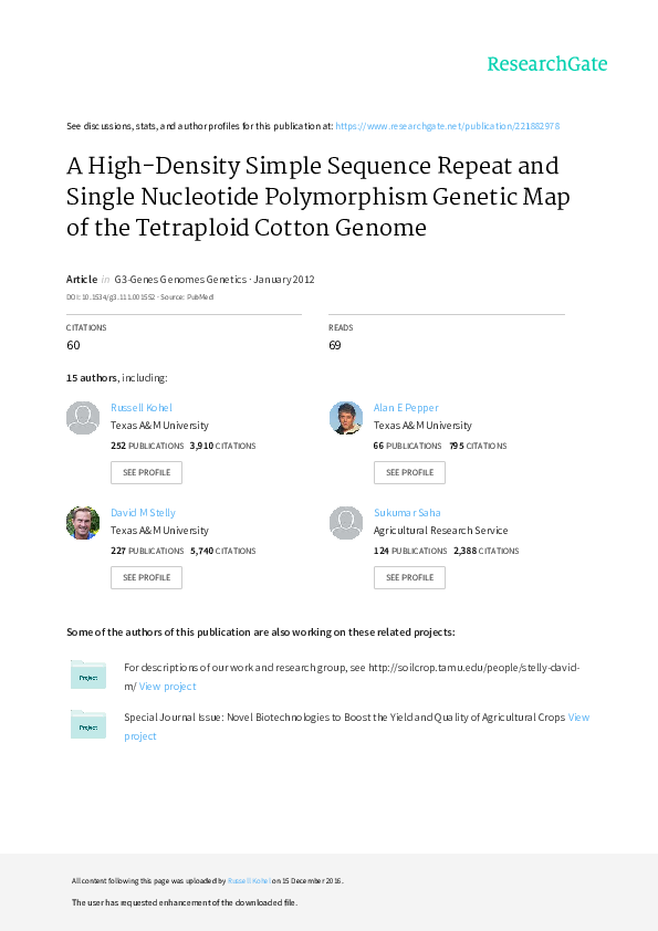 Pdf A High Density Simple Sequence Repeat And Single Nucleotide Polymorphism Genetic Map Of