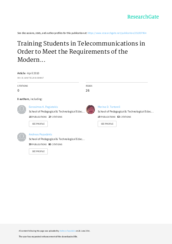 (PDF) Training Students in Telecommunications in Order to Meet the ...