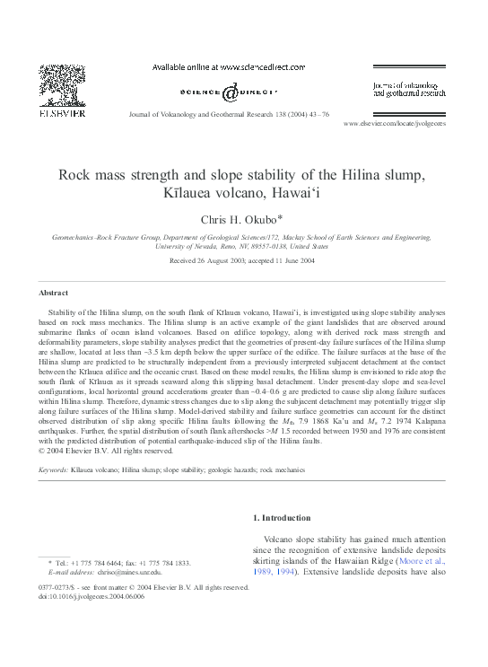 (PDF) Rock mass strength and slope stability of the Hilina slump ...