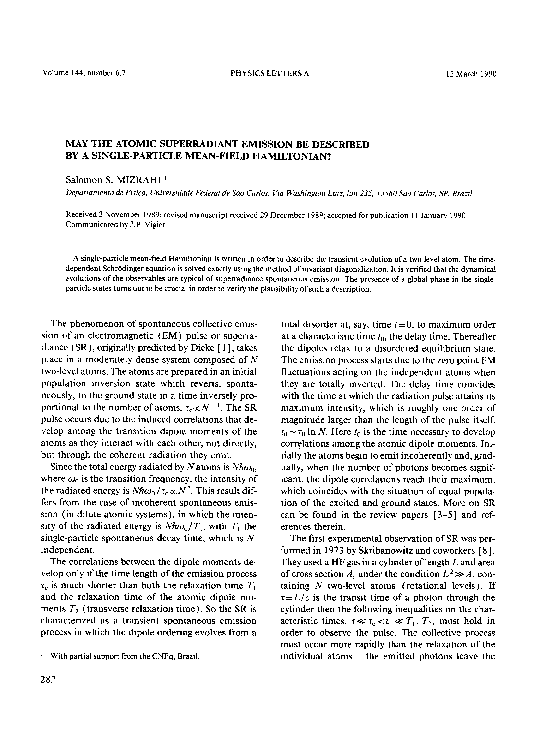 (PDF) May the atomic superradiant emission be described by a single ...