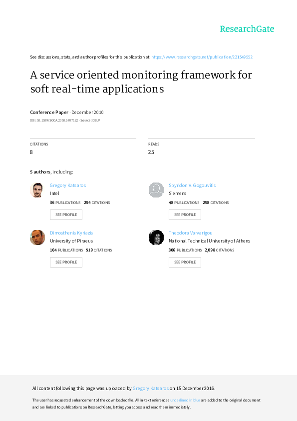 (PDF) A service oriented monitoring framework for soft real-time ...