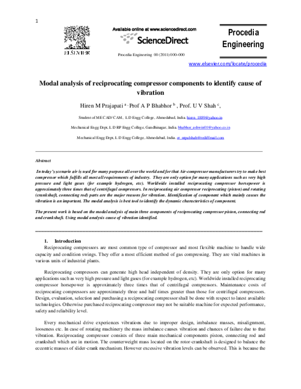 (PDF) Modal analysis of reciprocating compressor components to identify ...