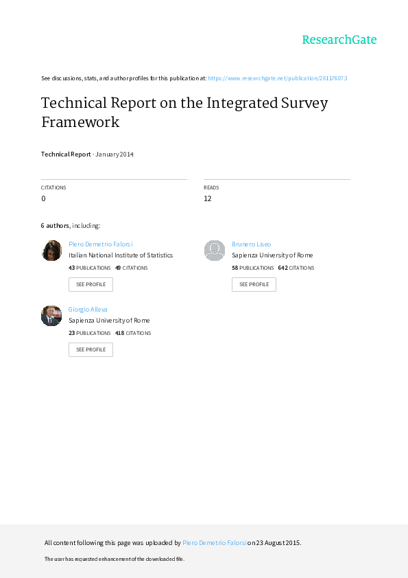 (PDF) Technical Report on the Integrated Survey Framework