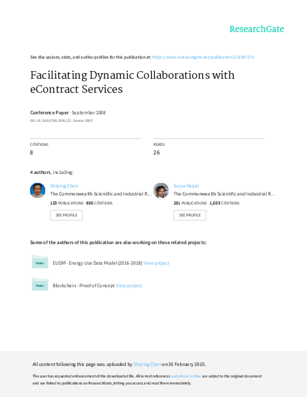 (PDF) Facilitating Dynamic Collaborations with eContract Services