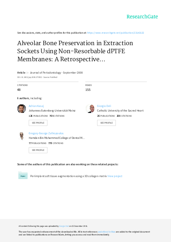 (PDF) Alveolar bone preservation in extraction sockets using non ...