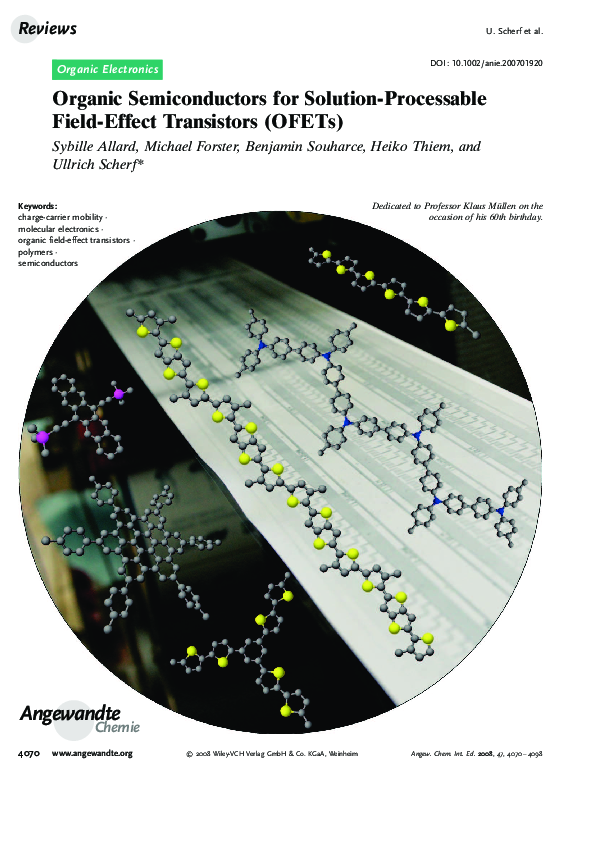 (PDF) Organic Semiconductors for Solution‐Processable Field‐Effect Transistors (OFETs)