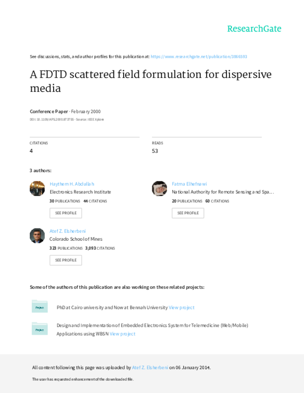 (PDF) A FDTD scattered field formulation for dispersive media