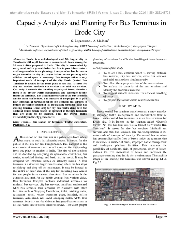 Pdf Capacity Analysis And Planning For Bus Terminus In Erode City 
