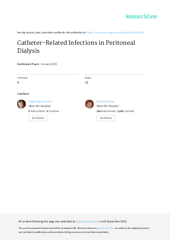 (PDF) Identification of Targets for Prevention of Peritoneal Catheter ...