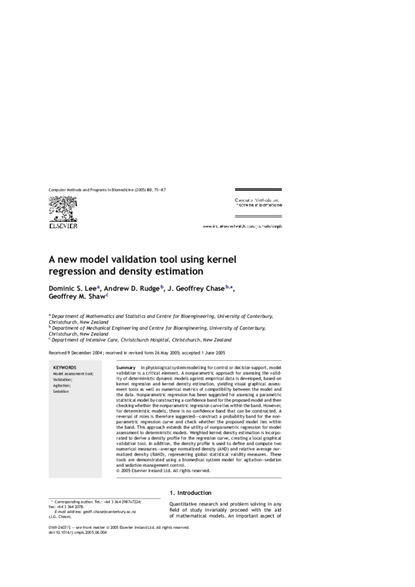 Pdf A New Model Validation Tool Using Kernel Regression And Density