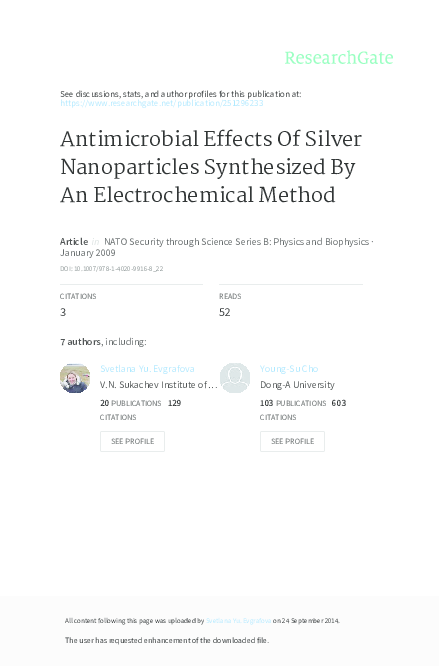 (PDF) Antimicrobial effects of silver nanoparticles synthesized by an ...