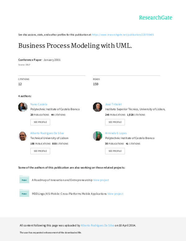 (PDF) Business Process Modeling with UML