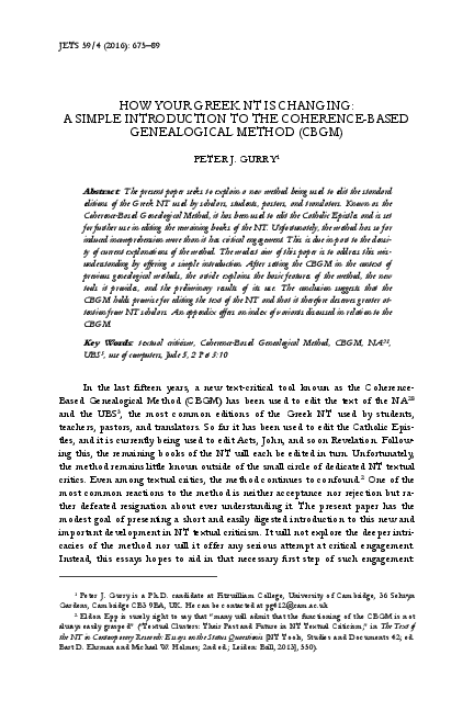 (PDF) How Your Greek NT Is Changing: A Simple Introduction to the ...