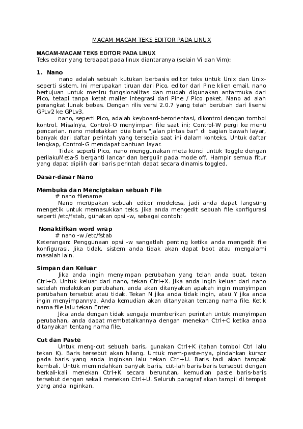 (DOC) MACAM-MACAM TEKS EDITOR PADA LINUX