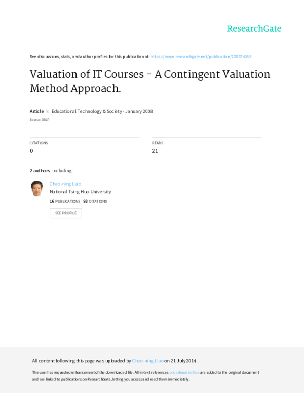 (PDF) Valuation of IT Courses - A Contingent Valuation Method Approach
