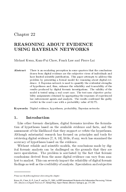 (PDF) Reasoning About Evidence Using Bayesian Networks