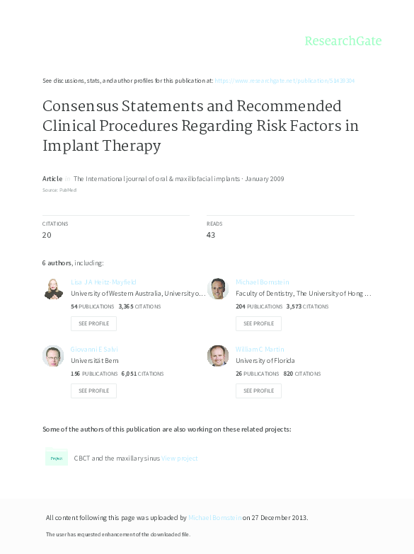 (PDF) Consensus statements and recommended clinical procedures ...